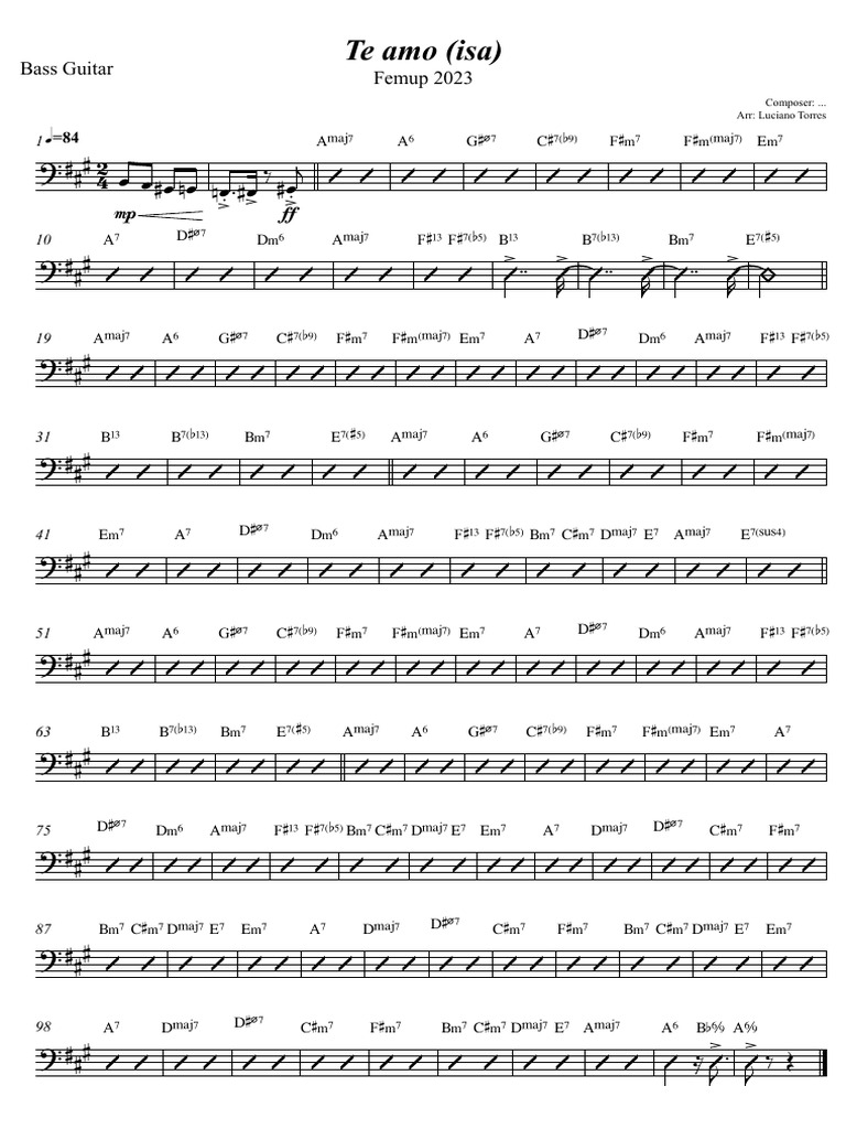 TE AMO Isa EDITADO Omp - Bass Guitar | PDF