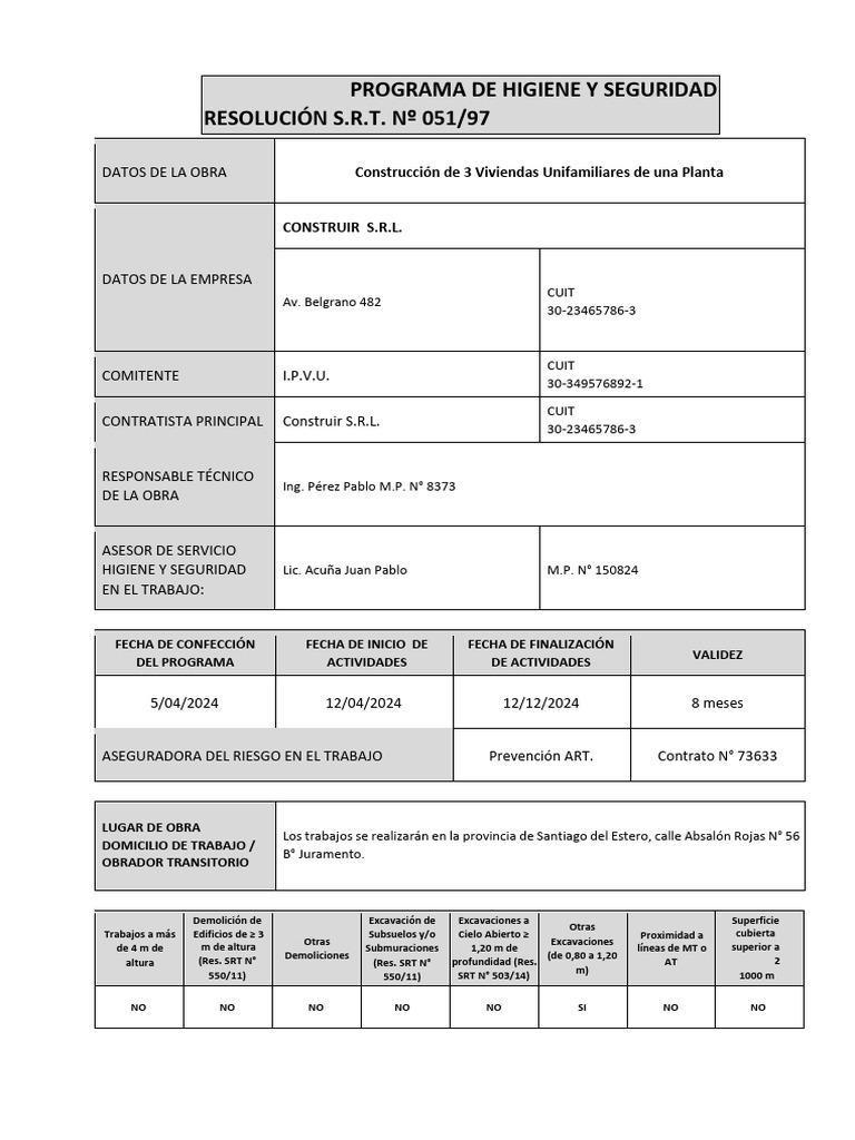Programa de Seguridad e Higiene Laboral | PDF | Seguridad y salud ...