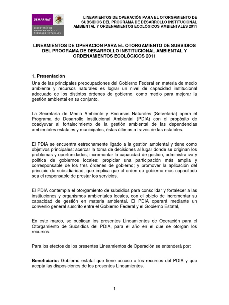 Lineamientos de Operacion PDIA 2011 | PDF | Auditoría | Presupuesto Lineamientos de Operacion PDIA 2011 | PDF | Auditoría | Presupuesto