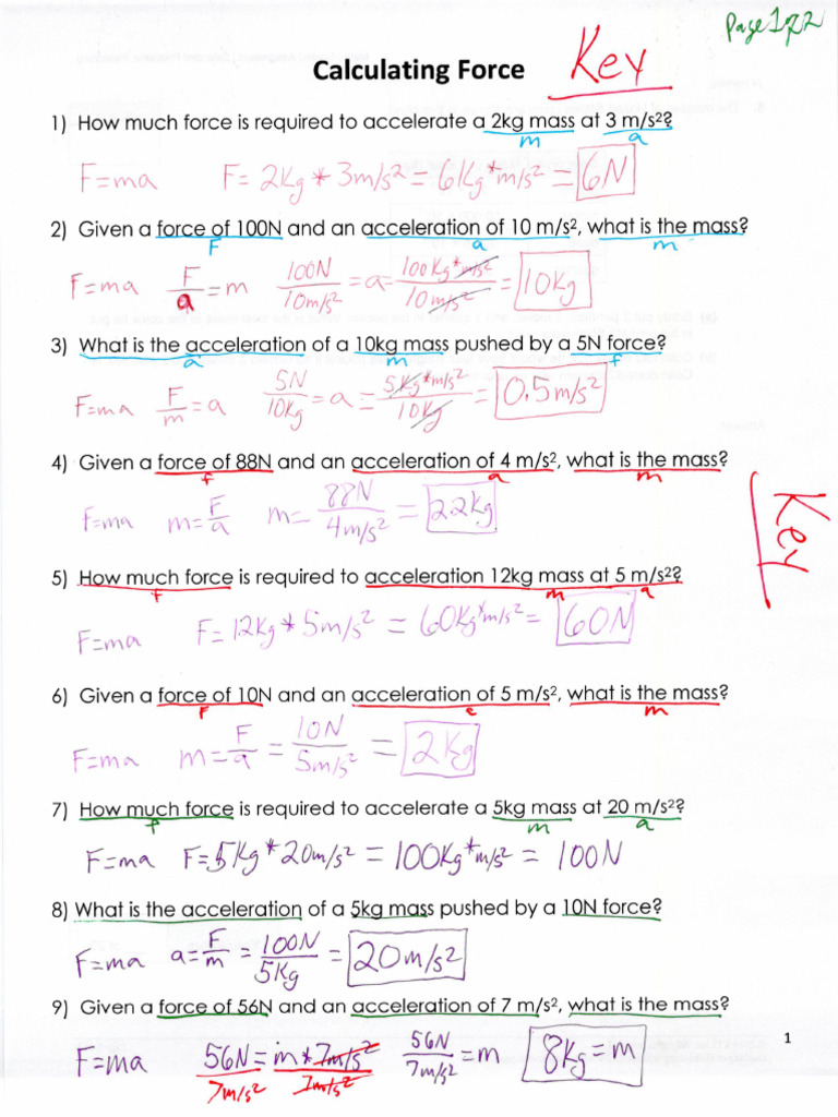 Calculating Force Ws Key | PDF