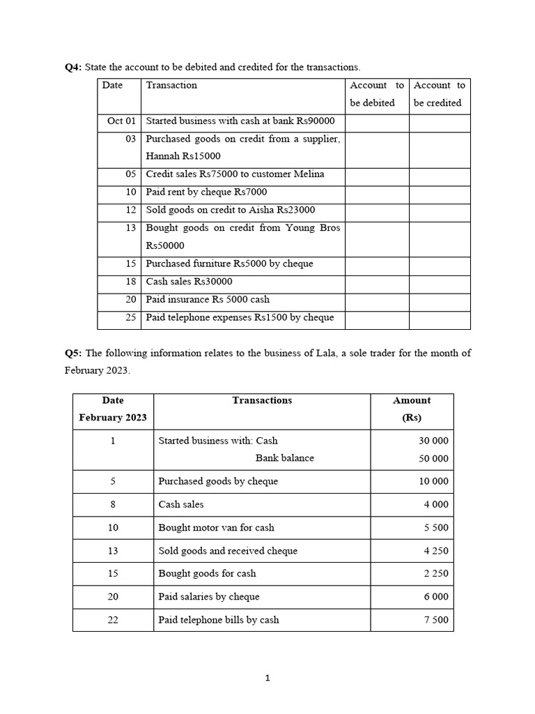 Revision Questions G9 Q4&Q5 | PDF | Debits And Credits | Cheque