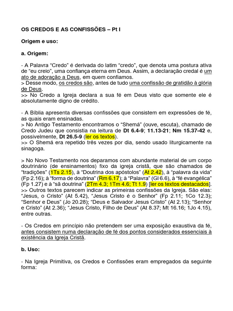 Credos e Confissões na Igreja Cristã | PDF | Igreja católica | Teologia ...