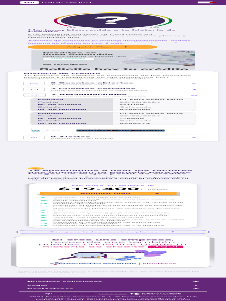 Consulta Tu Historial de Crédito y Más - Midatacrédito | PDF | Economias