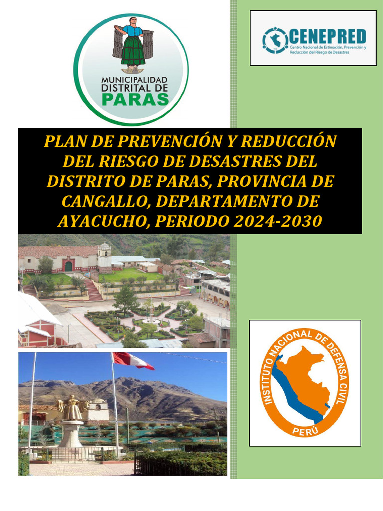 Plan de Prevencion y Reduccion Del Riesgo de Desastres Del Distrito de Paras Provincia de ...