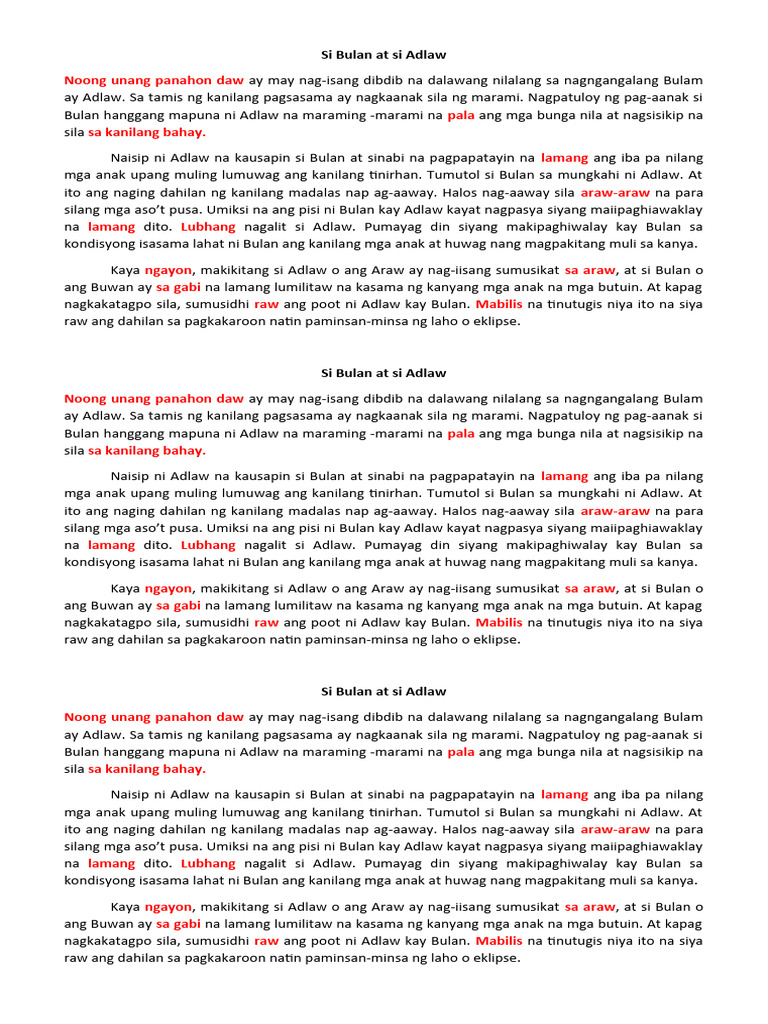 Bulan at Adlaw | PDF