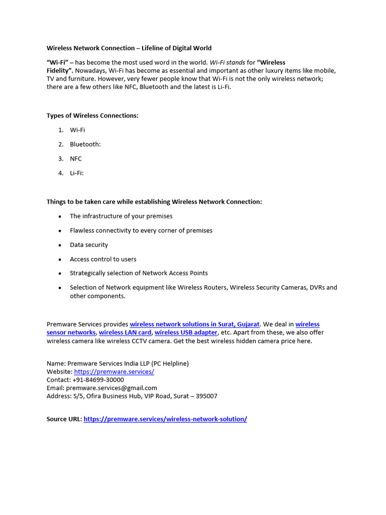 Wireless Network Solution | PDF