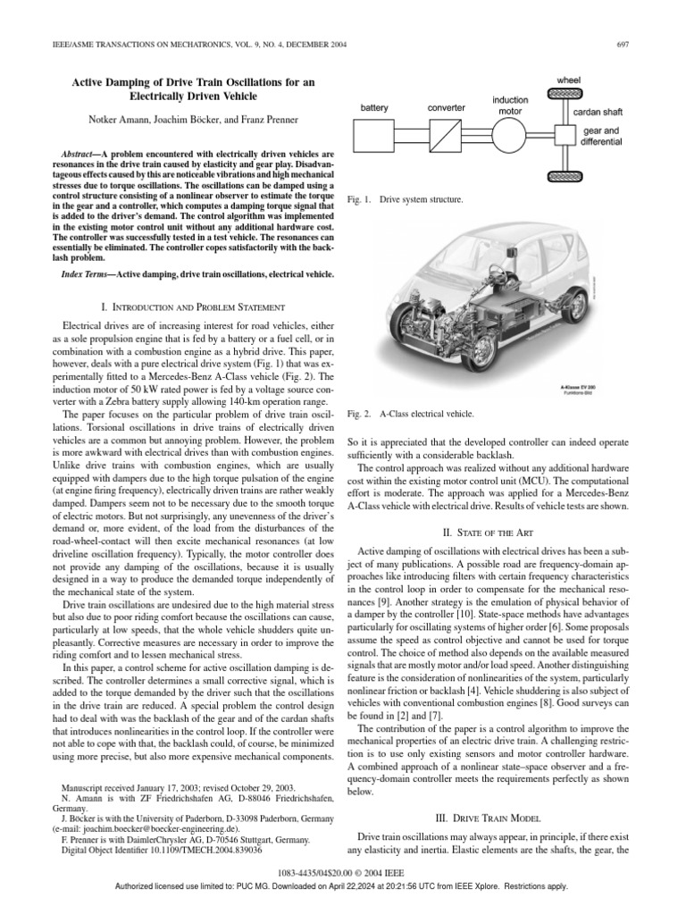 Active Damping of Drive Train Oscillations For An Electrically Driven ...