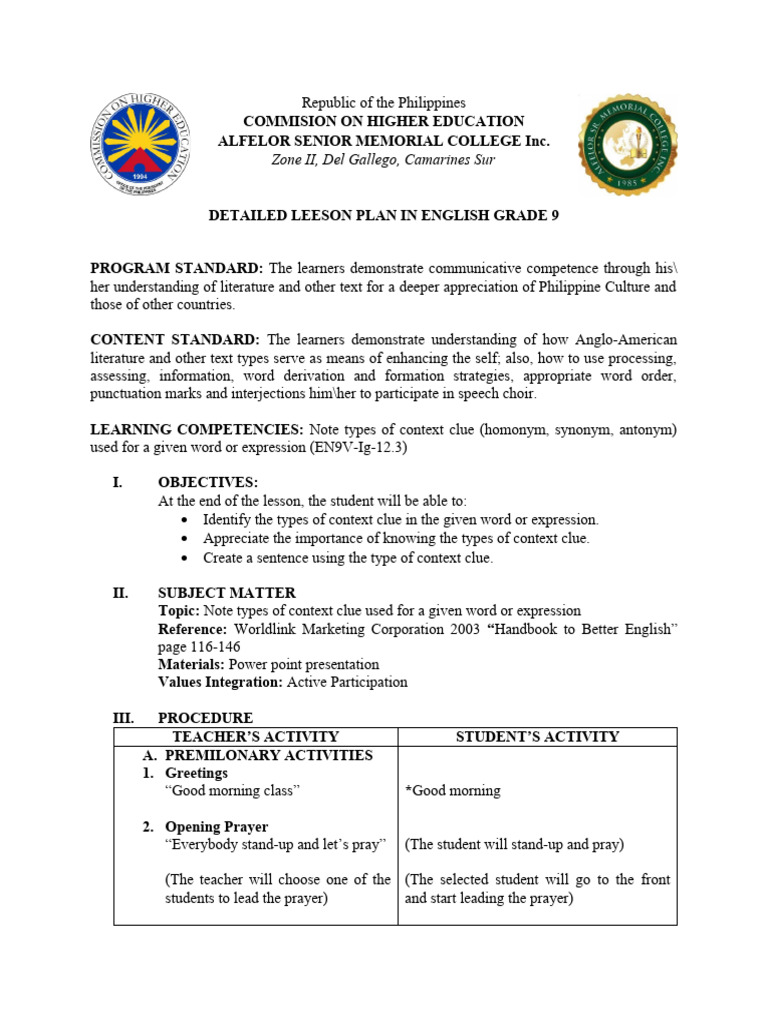 Lesson Plan Sir Marlo | PDF | Lesson Plan | Learning