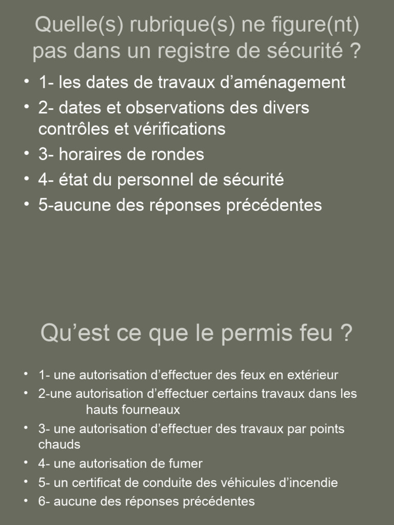 QCM Ssiap2 | PDF | Pompier | Sécurité