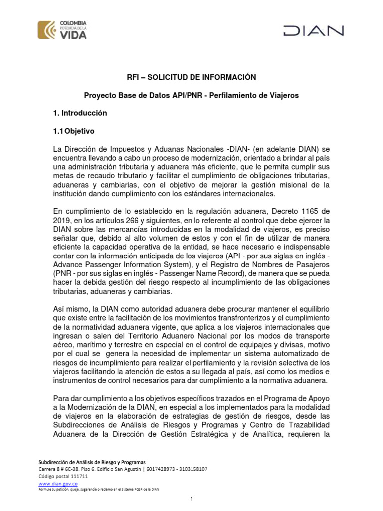 Rfi Solucion API PNR v1 | PDF | aduana | Seguridad de información