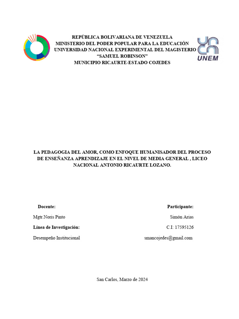 PEOYECTO DE GRADO UNEM 2 | PDF | Maestros | Aprendizaje