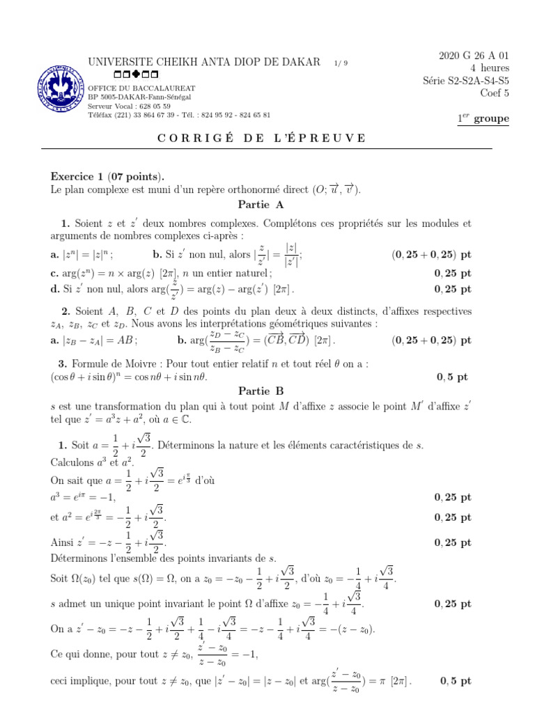 s2 Math c2020 | PDF | Nombre complexe | Asymptote