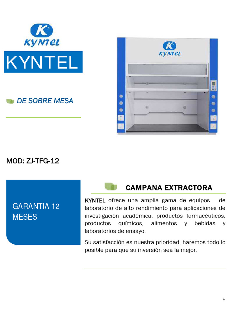 Mod. ZJ-TFG-12 - Campana Extractora de Gases, Sobremesa - Kyntel | PDF | Materiales