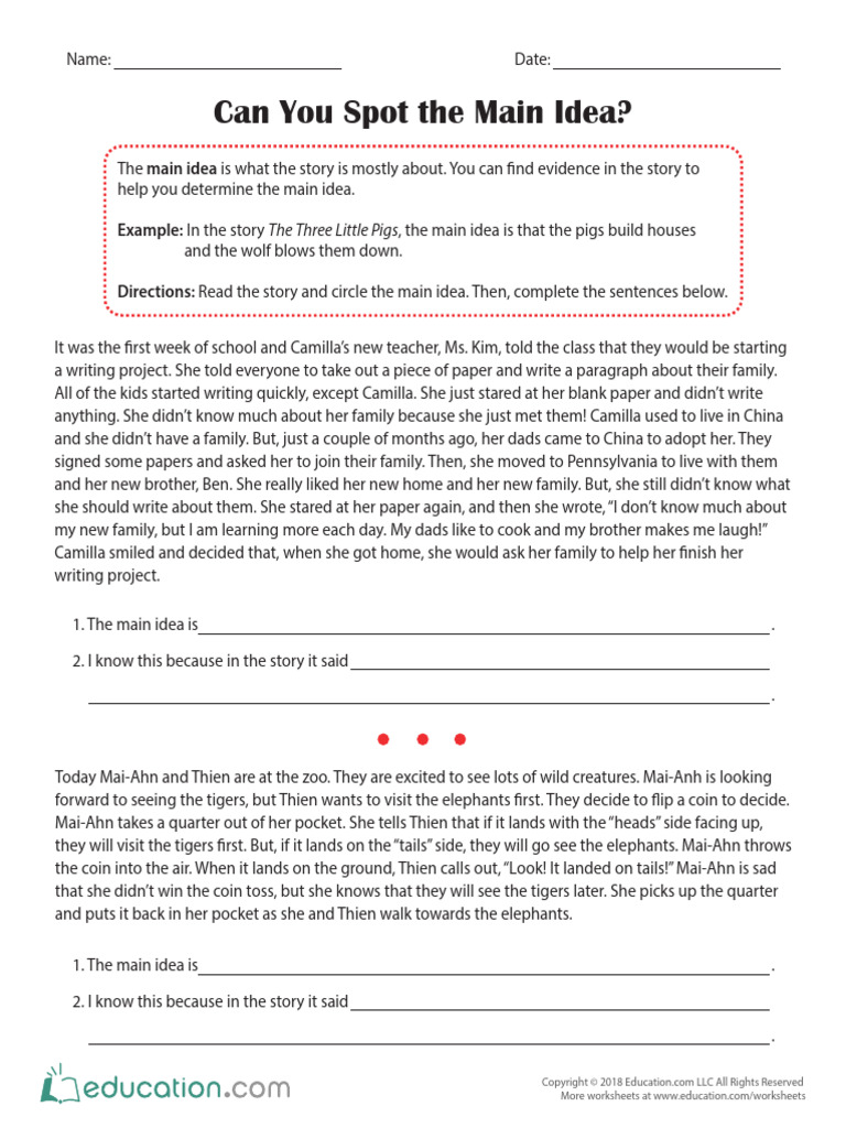 Can You Spot The Main Idea | PDF