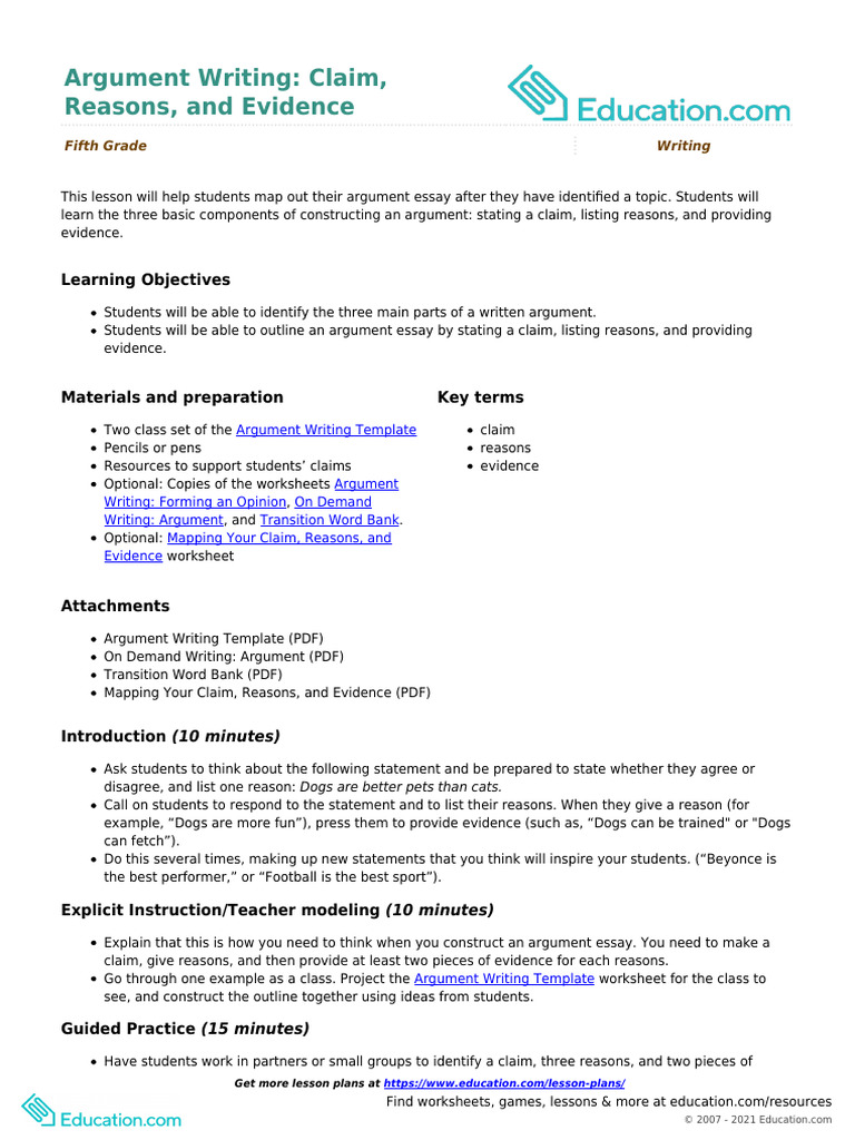 Claim Reason Evidence Template | PDF | Reason | Essays