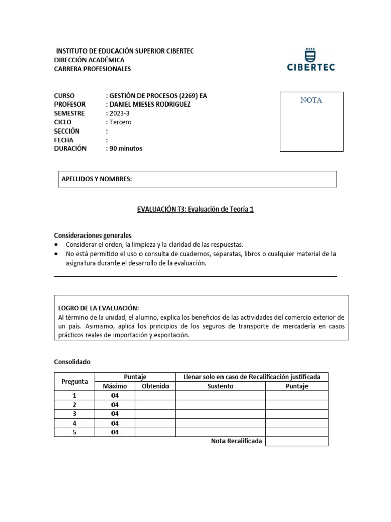 2269 - Gestion de Procesos - G3at - G3ab - G3aj - 00 - T3 (Te) | PDF