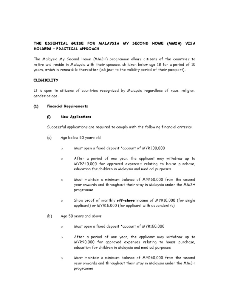 The Essential Guide For Malaysia My Second Home (Mm2h) Visa | PDF ...
