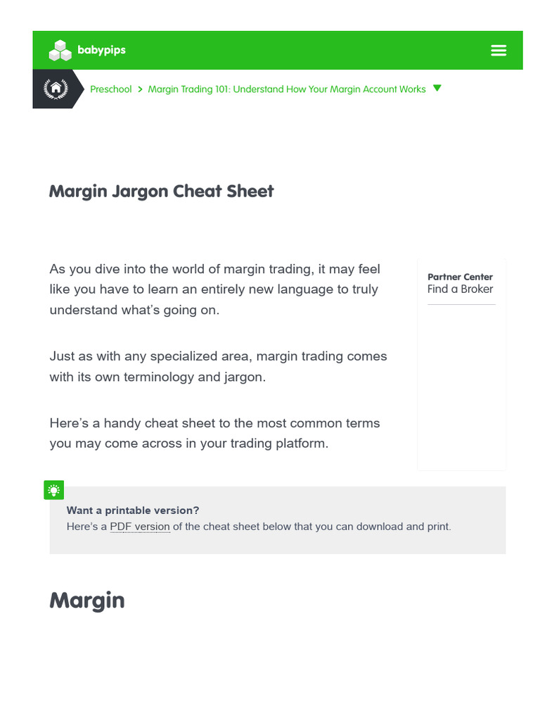 Learnforexmargin Cheat Sheet | PDF | Margin (Finance) | Equity (Finance)