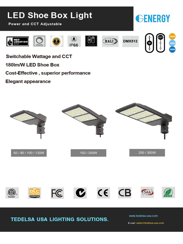 Adjustable LED Shoe Box Lights | PDF | Lighting | Equipment
