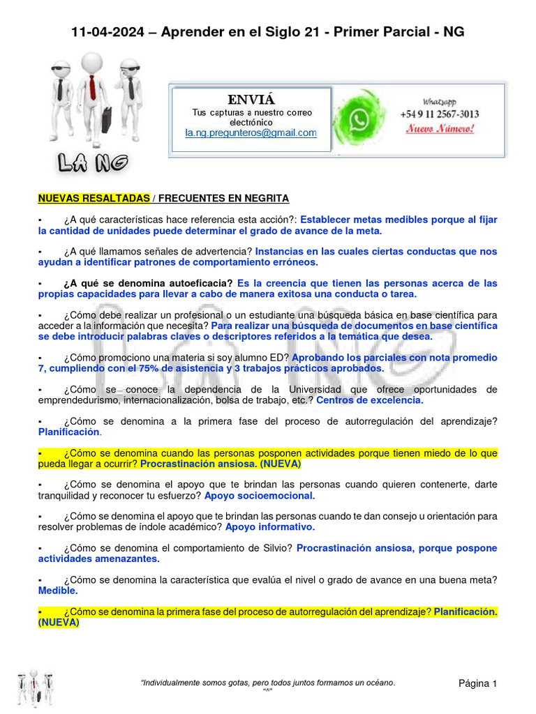 Primer Parcial: Aprendizaje Siglo 21 | PDF | Las emociones | Aprendizaje