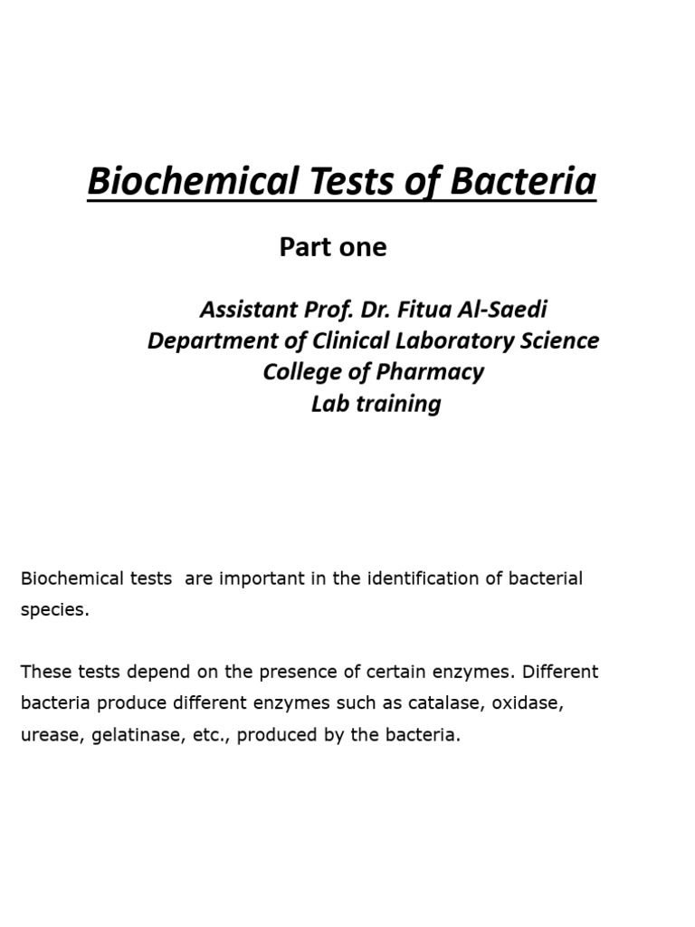 Biochemical Test of Bacteria | PDF | Catalase | Biology