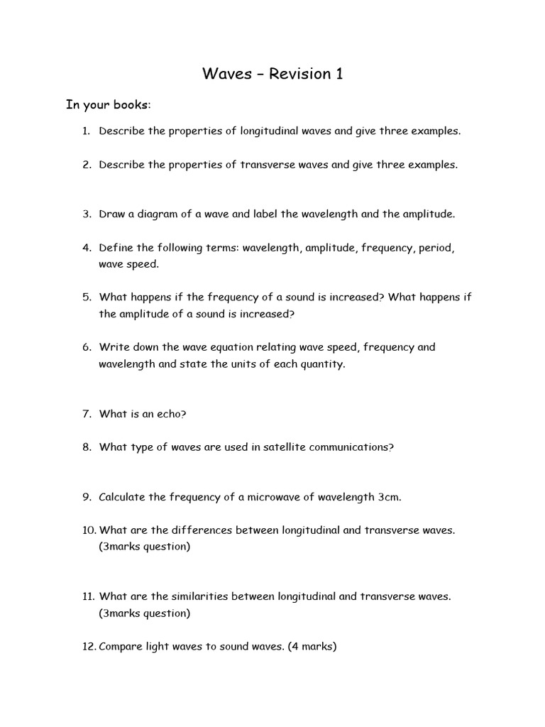 Waves Revision | PDF