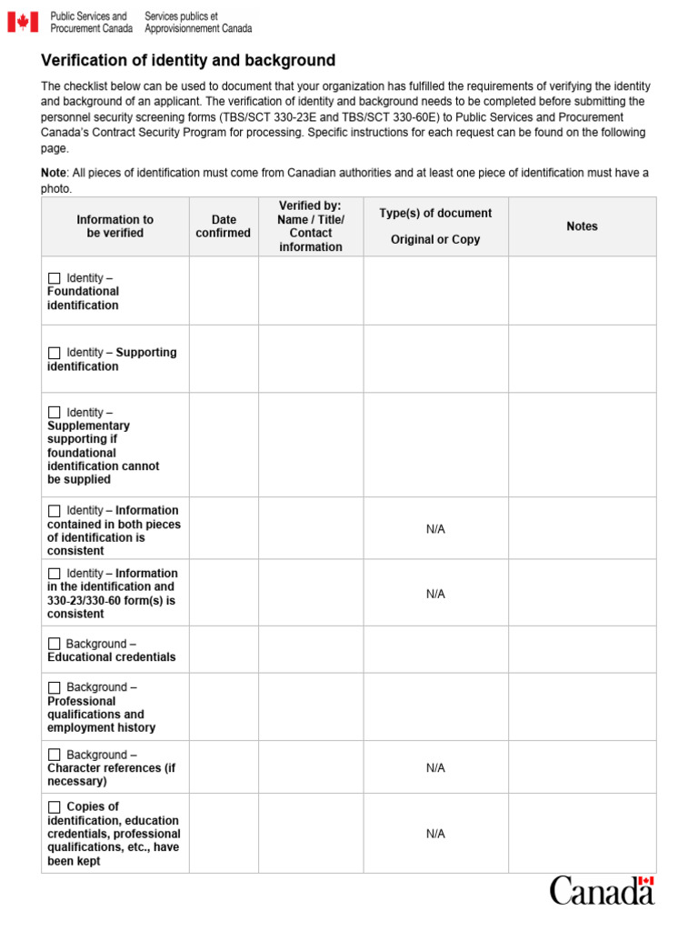 Identity and Background Verification Checklist | PDF | Identity ...