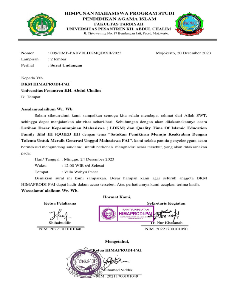 Surat Undangan DKM 009 | PDF