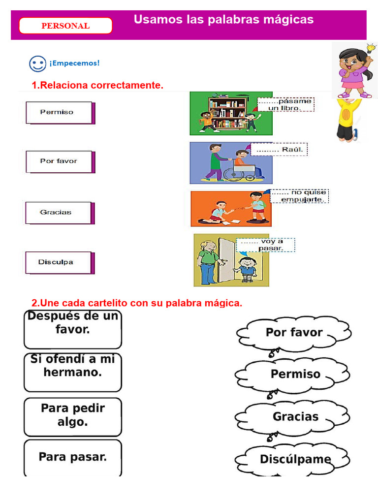 d3 a1 Ficha Ps. Usamos Las Palabras Mágicas (1) | PDF