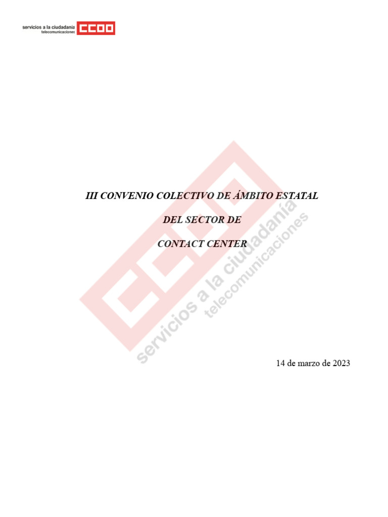 III Convenio Colectivo Contact Center 2020-2026 v4 CON LOGO | PDF ...