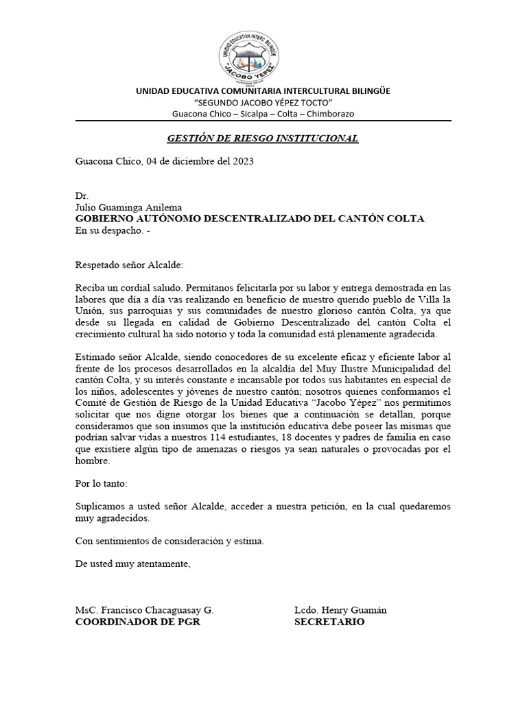 Ofico Al Alcalde | PDF