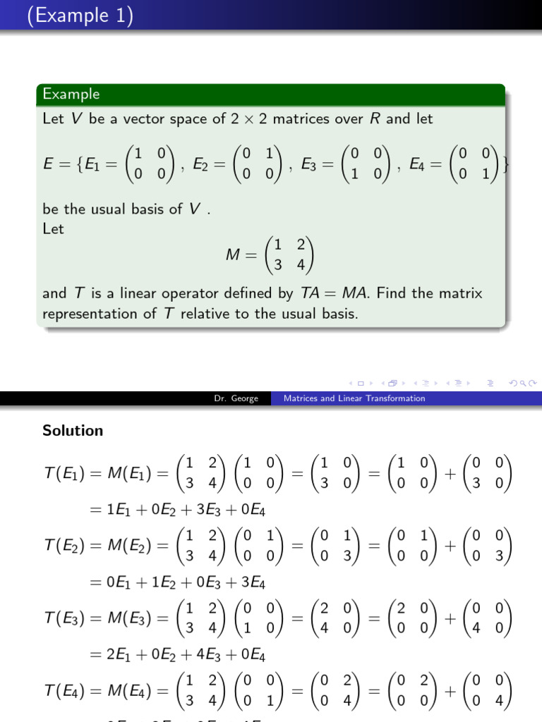 Matrix representation-1 | PDF | Matrix (Mathematics) | Mathematical ...