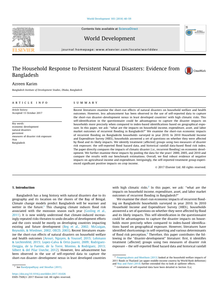 World Development: Azreen Karim | PDF | Risk | Natural Disasters