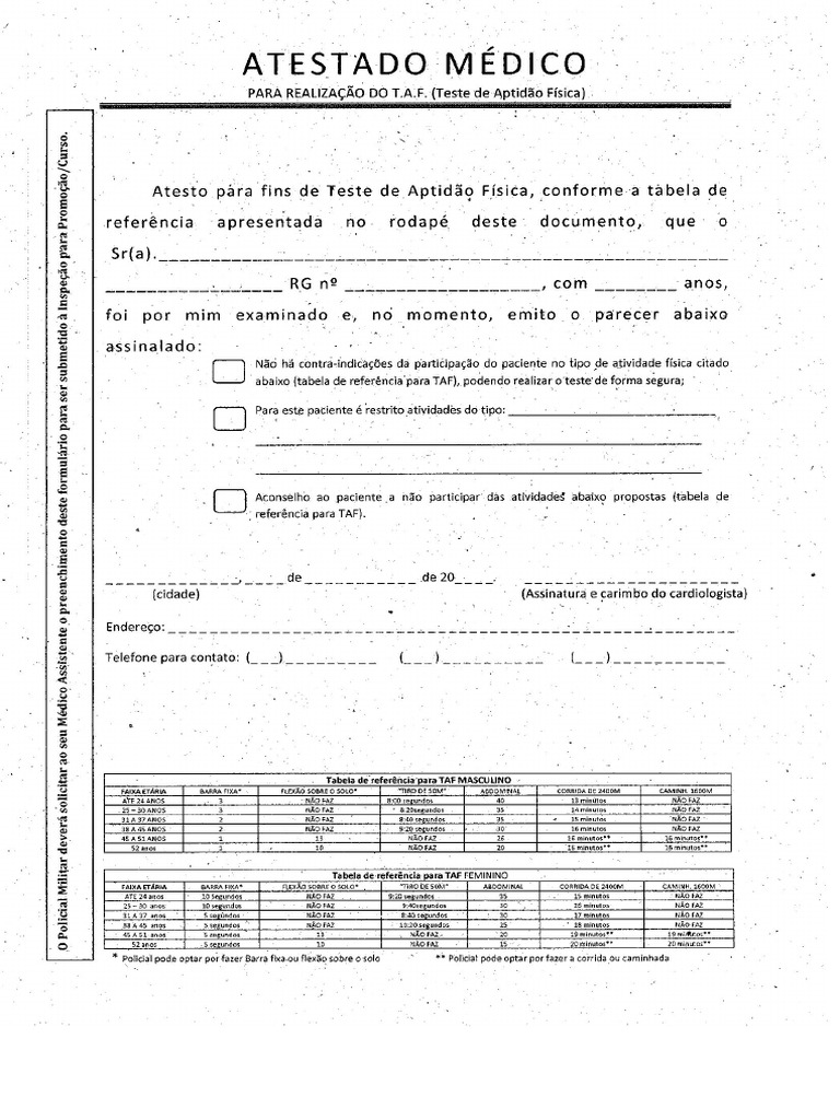 Relatorio Medico Cardioligico para o Taf | PDF