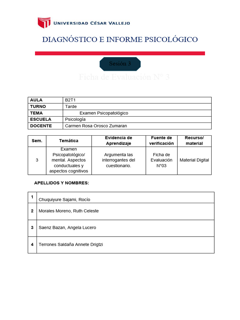 Ficha de Evaluación - Diag-Info - Sesión 3 - 2024-1 | PDF | Pensamiento | Engaño