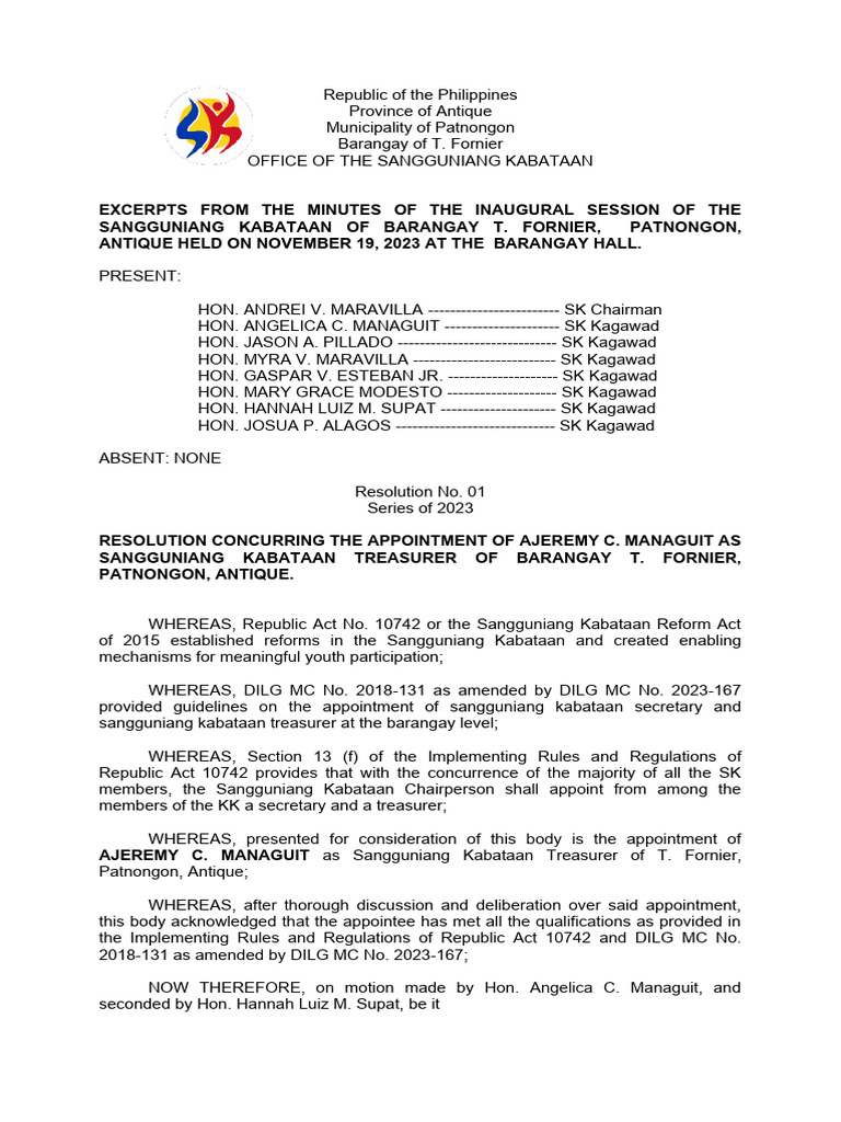 Resolution For Appointment | PDF | Youth Organizations | Government