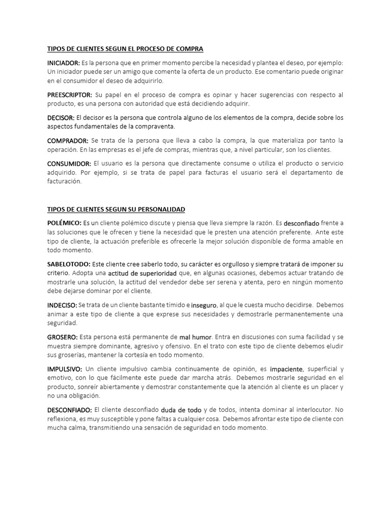 Tipos de Clientes | PDF | Cliente | Business