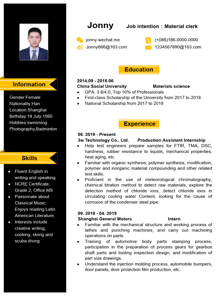 contoh cv | PDF | Materials | Physical Sciences