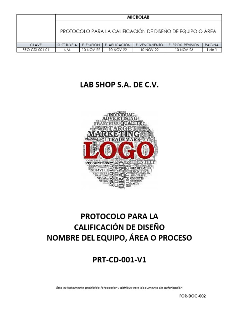 PLANTILLA PROTOCOLO | PDF | Laboratorios