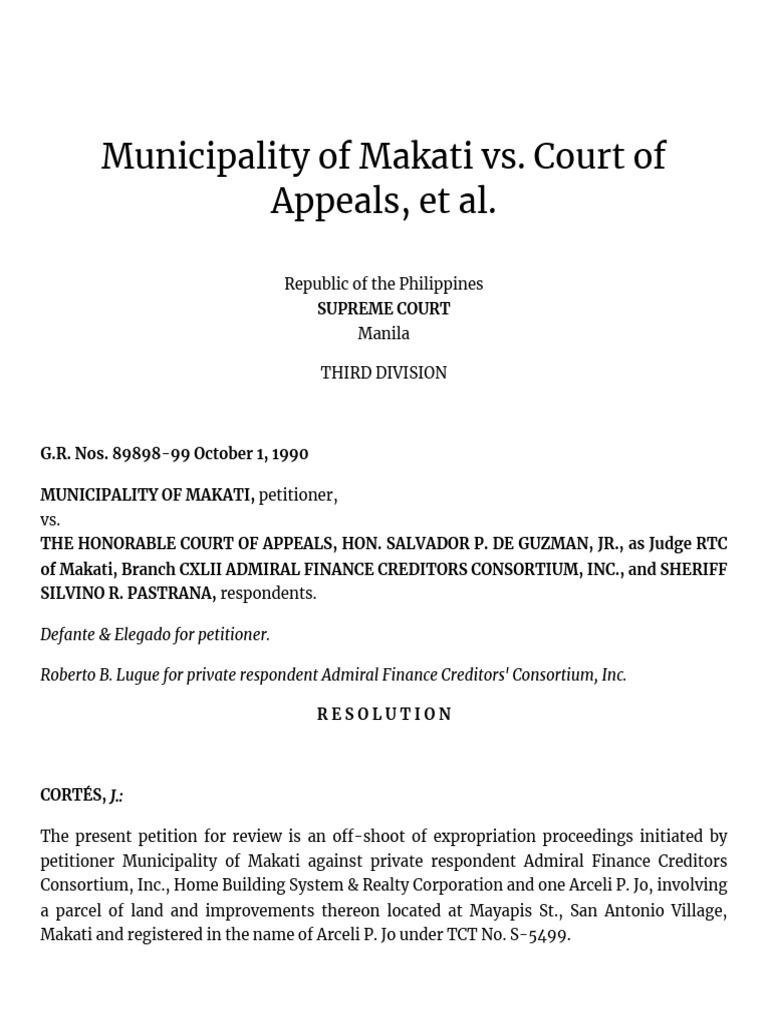 Makati Expropriation Case Review | PDF | Eminent Domain | Legal Procedure