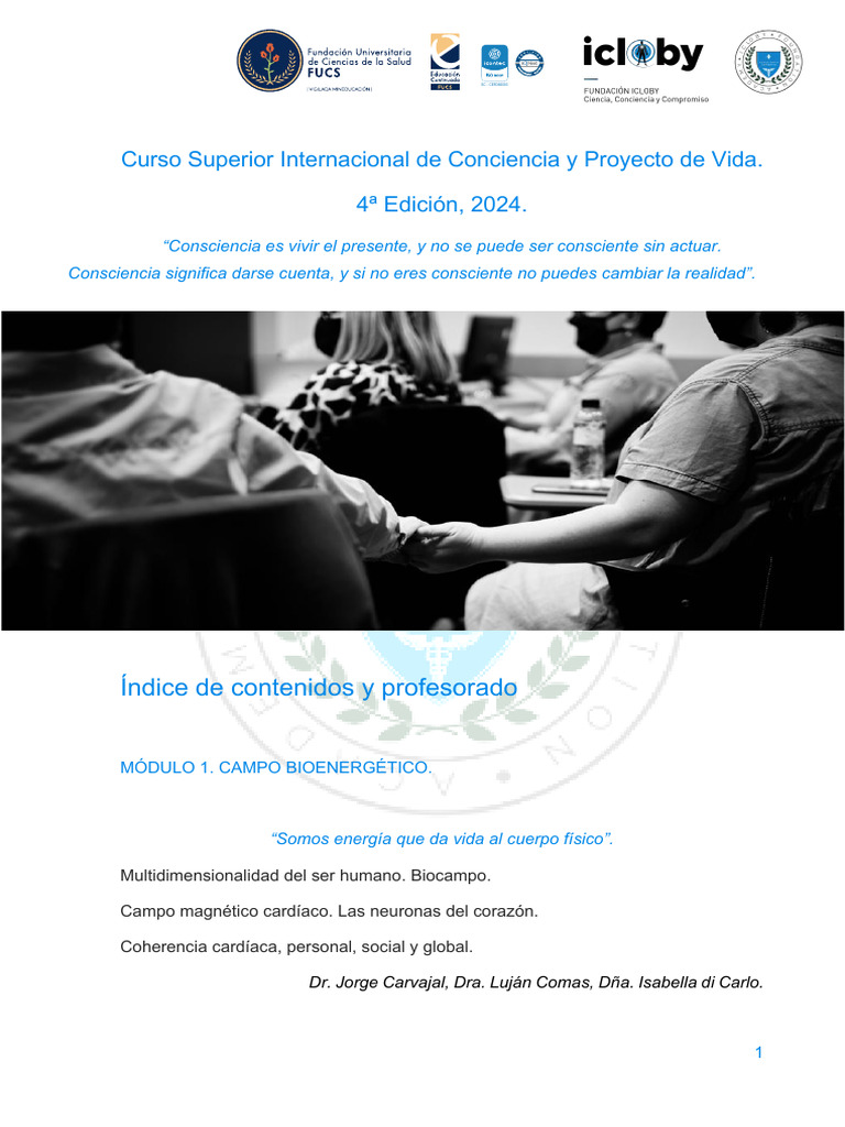 CSI Conciencia y Proyecto de Vida 2024 Indice | PDF