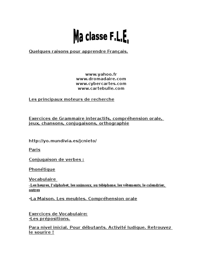 Ma Classe FLE | PDF | Arts du langage et discipline