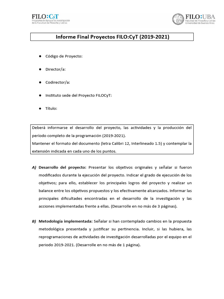 Informe Proyectos FILO:CyT 2019-2021 | PDF | Publicación
