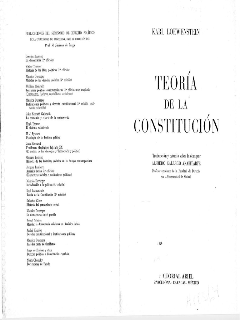 Loewenstein, K 1979 Teoría de La Constitución 2da Ed Barcelona | PDF