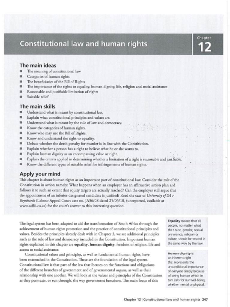 Constitutional Law and Human Rights Textbook Chapter | PDF