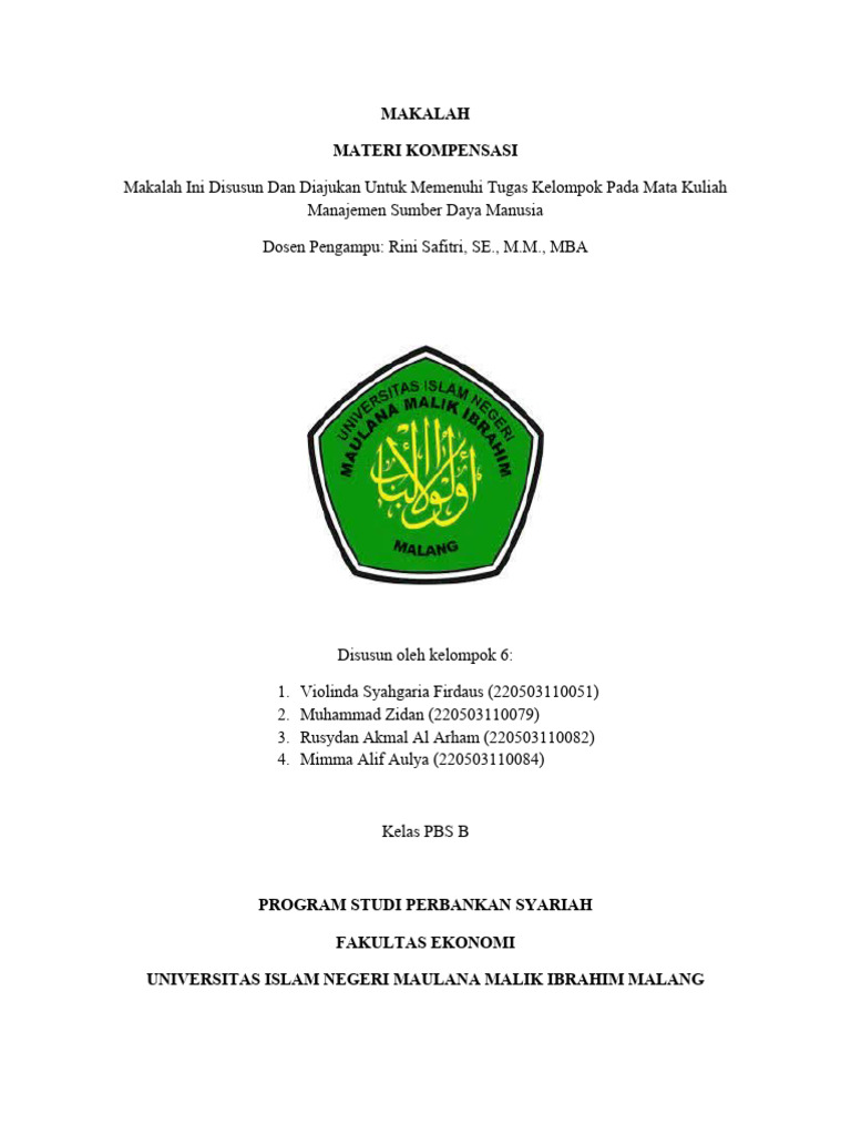 Makalah MSDM Kompensasi Kel 6 Fix | PDF