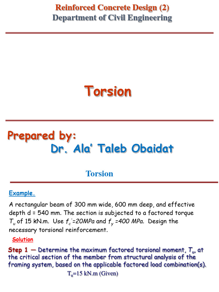 7 - Torsion Examples | PDF | Beam (Structure) | Structural Analysis