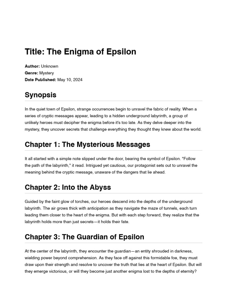 The Enigma of Epsilon | PDF | Labyrinth