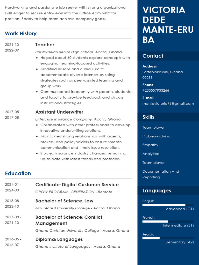 Victoria Resume | PDF | Learning | Cognition