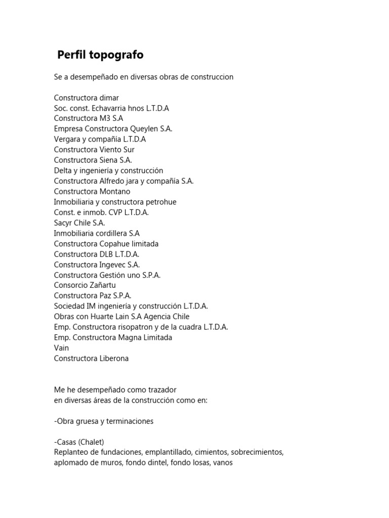 Perfil Topografo | PDF